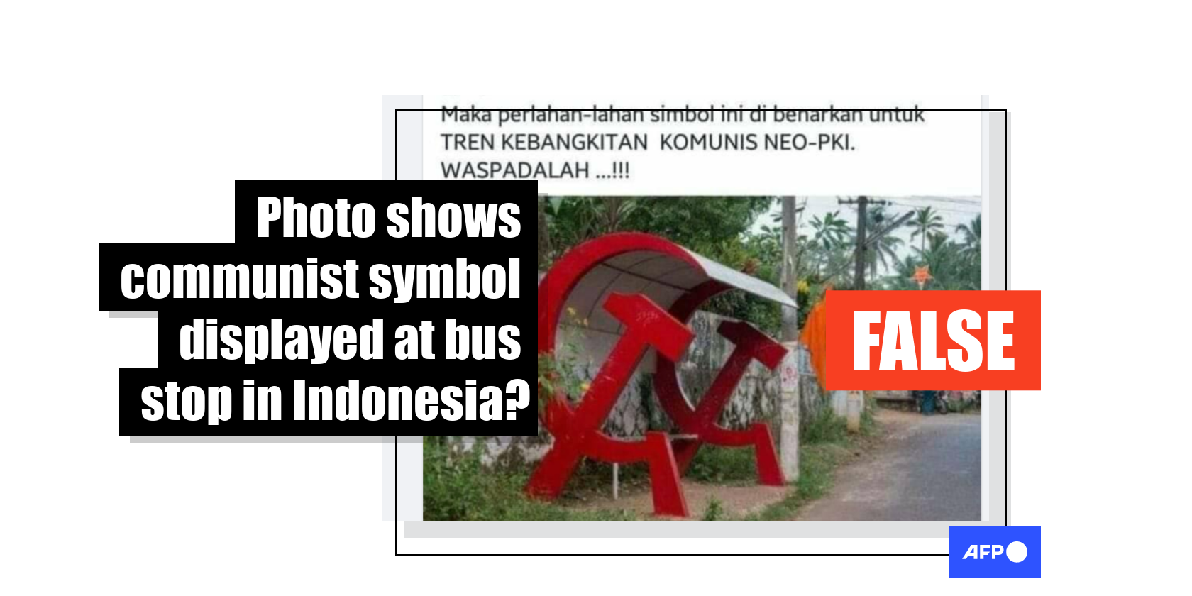 This image shows a bus stop with a communist symbol in India, not ...