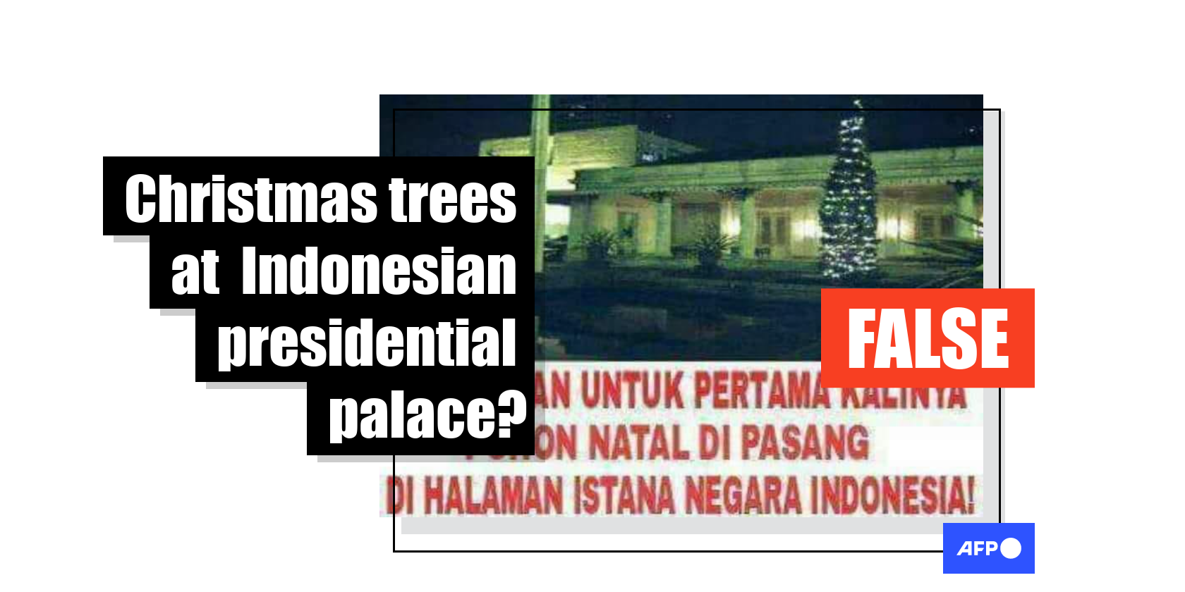 This photo shows Christmas trees at Jakarta City Hall in 2014, not the ...