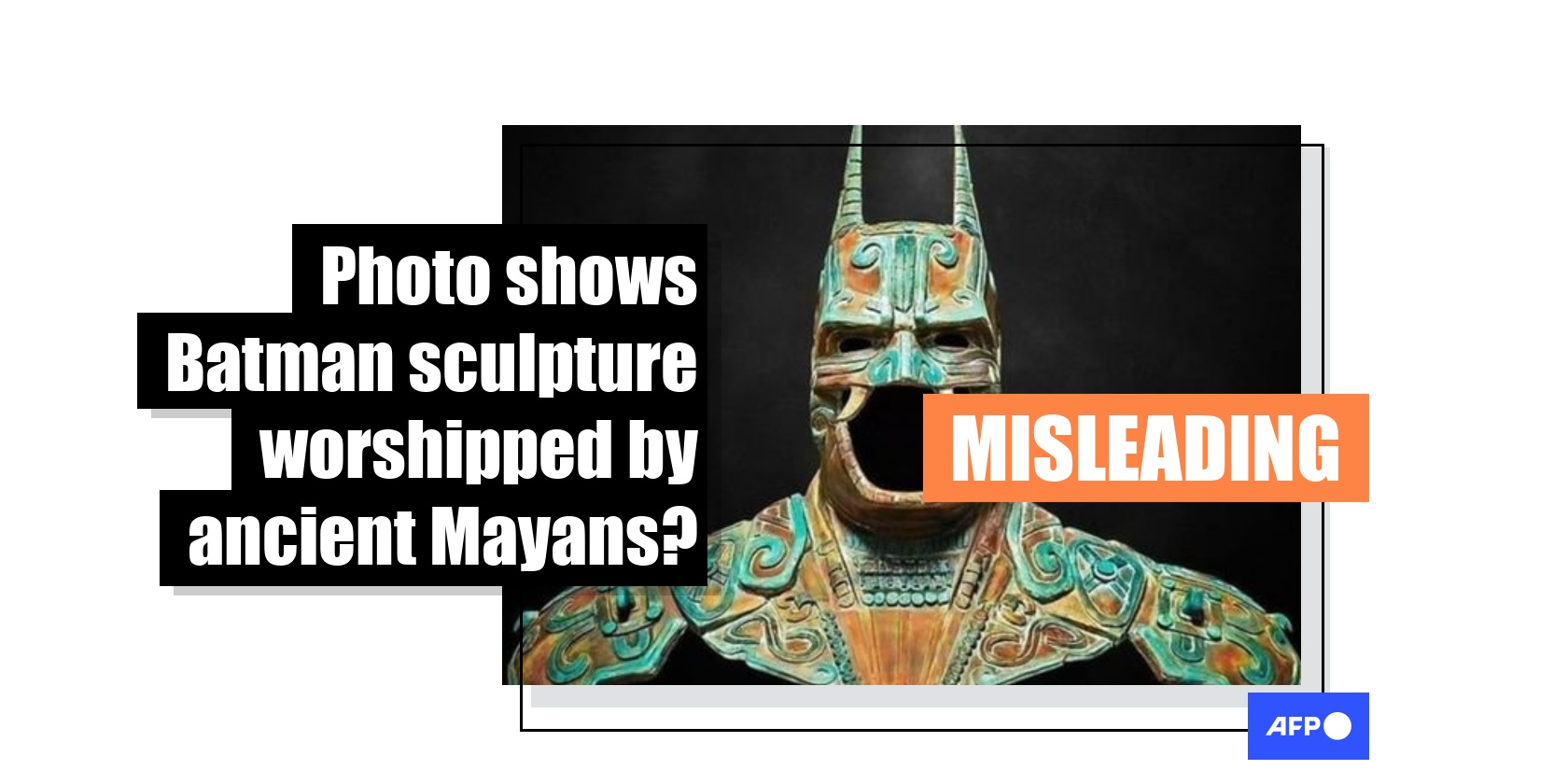 This photo shows Mayan-inspired Batman sculpture from 2014 exhibition ...