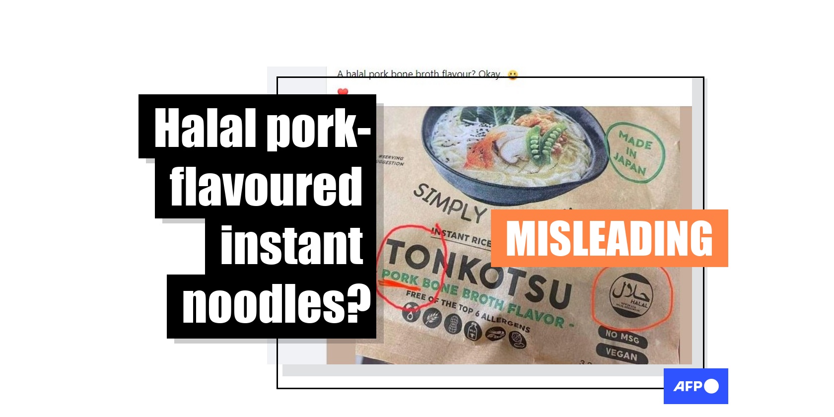 Halal 'pork bone broth flavour' instant noodles have no meat products ...