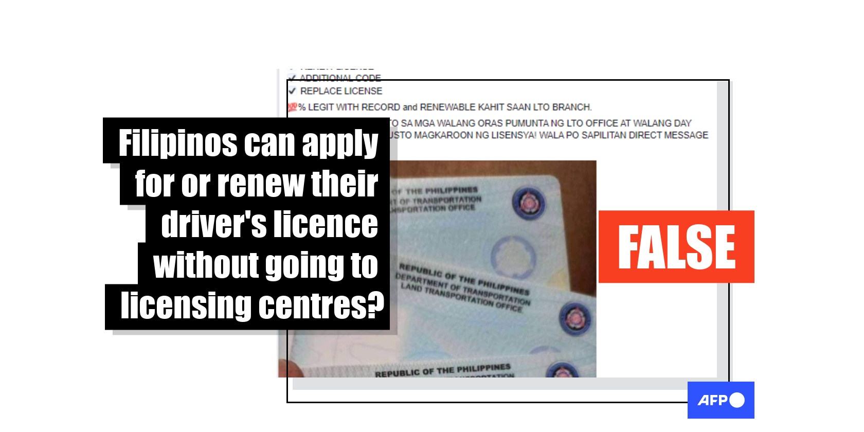 Facebook page posing as Philippine transport agency shares false driver ...