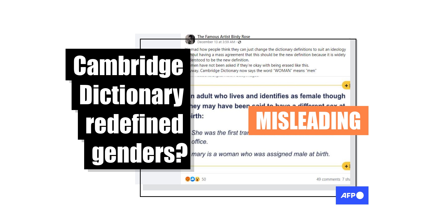 Posts misrepresent updated Cambridge Dictionary definitions for 'man ...