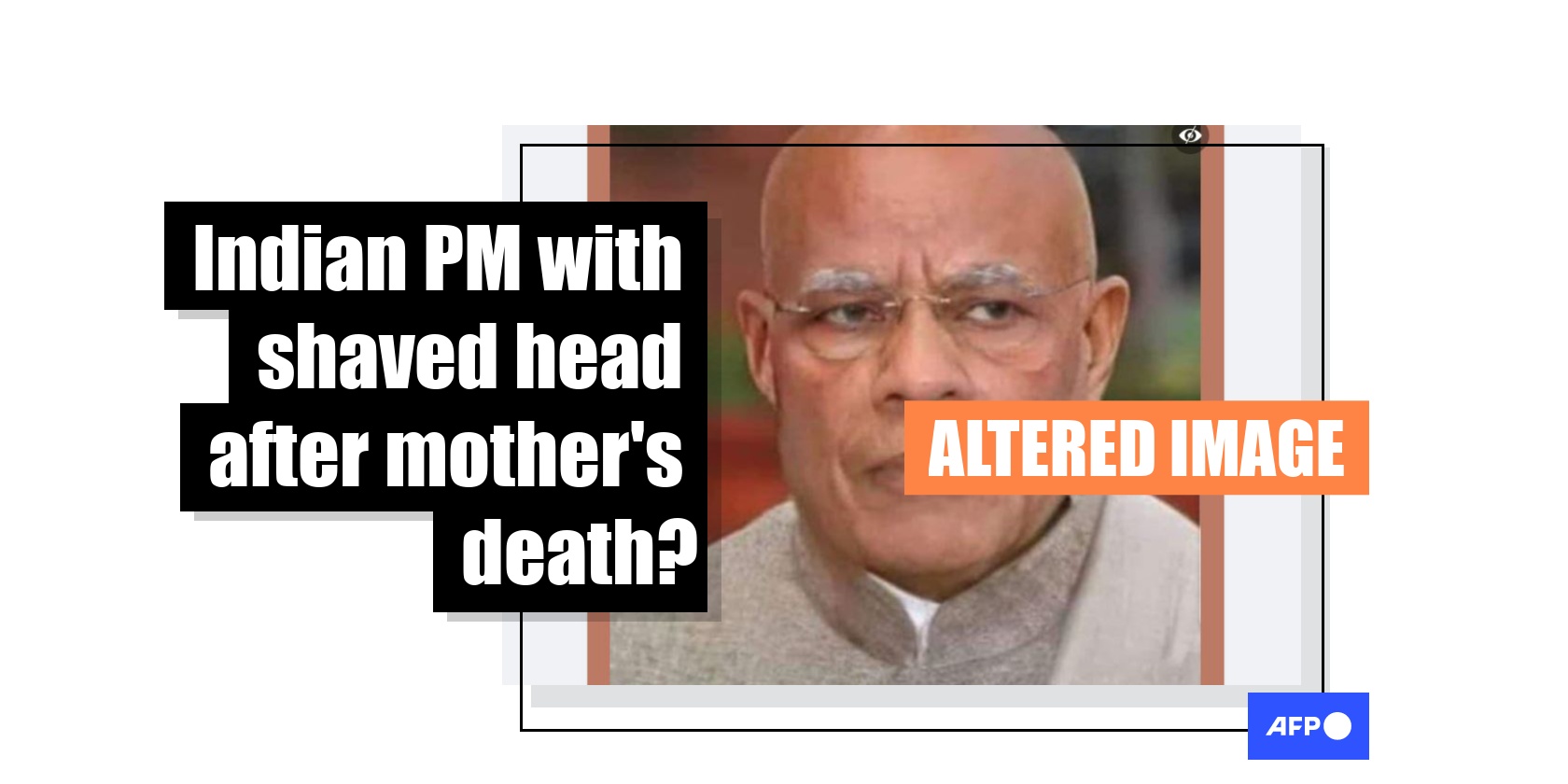 Altered image of India's Modi with 'shaved head after mother's death ...