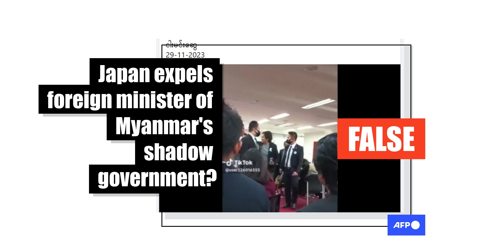 Video does not show foreign minister of Myanmar's shadow government being deported from Japan ...