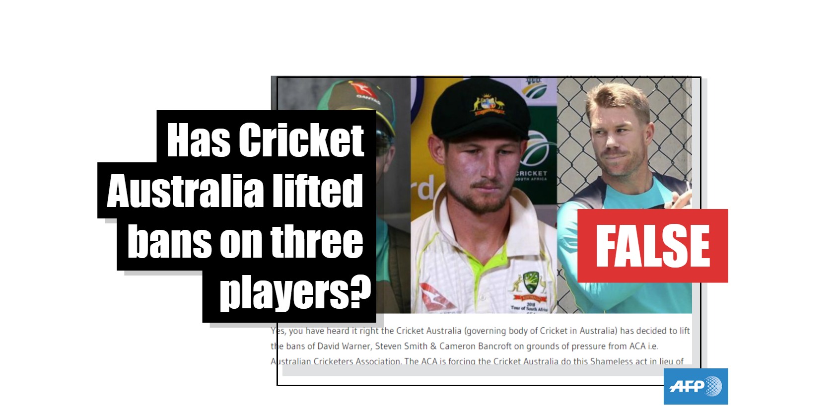 No, Cricket Australia has not lifted the bans on three players | Fact Check