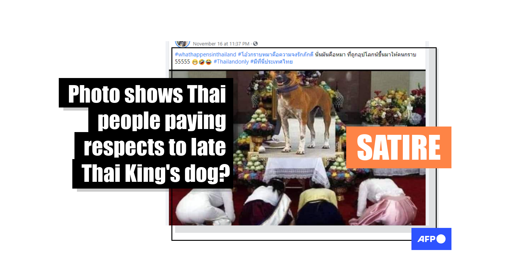 This image has been doctored to include a photo of former Thai King ...
