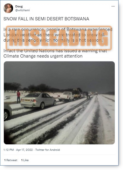 It was hail and not snow that coated parts of Botswana in April ...
