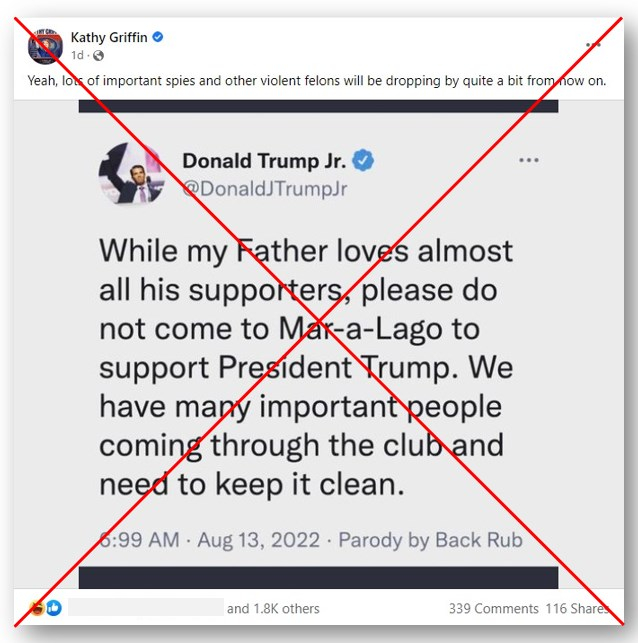 US comedian shares fabricated Donald Trump Jr tweet | Fact Check