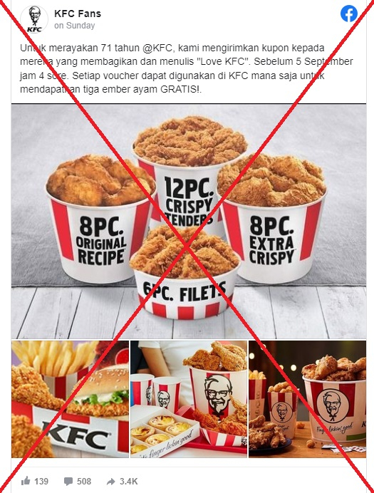 Facebook hoax targets Indonesian and Malaysian customers with fake KFC promotion | Fact Check