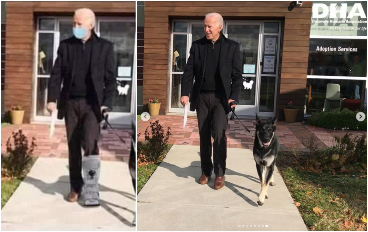 Doctored photo of Biden appearing to wear surgical boot on opposite ...