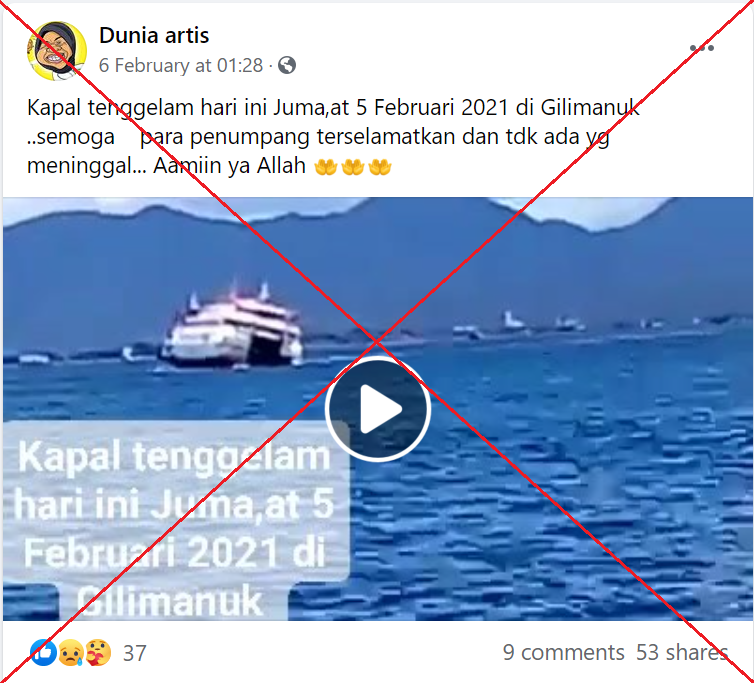 This video shows a ferry disaster in the Bali Strait in 2016, not 2021 ...