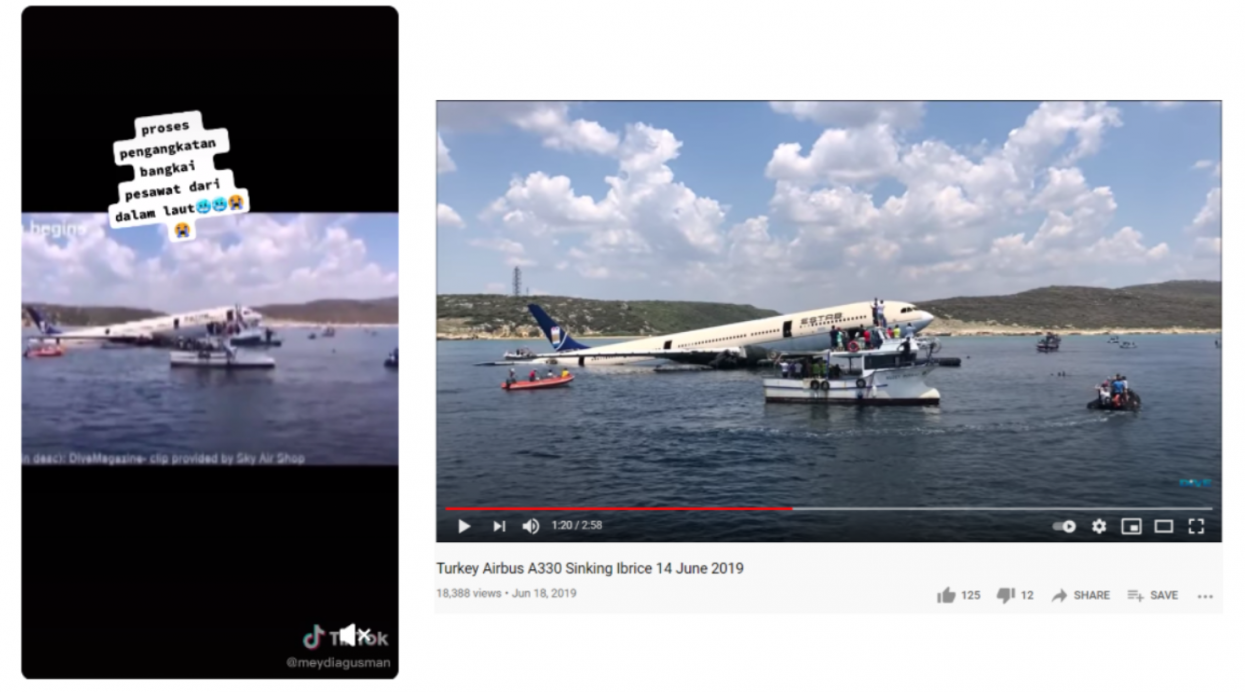 Video shows sinking of disused airplane for diving tourism in Turkey in ...