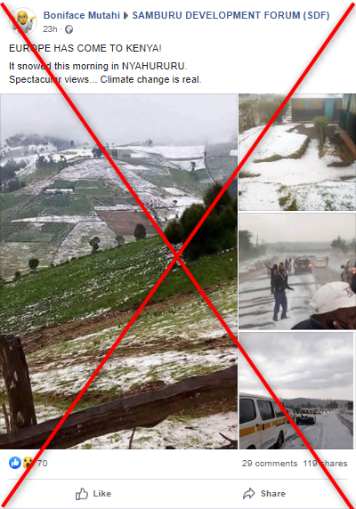 Images claiming to show recent snowfall in Kenya are old and actually ...