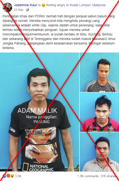 These photos actually show suspects in the death of an Indonesian man ...
