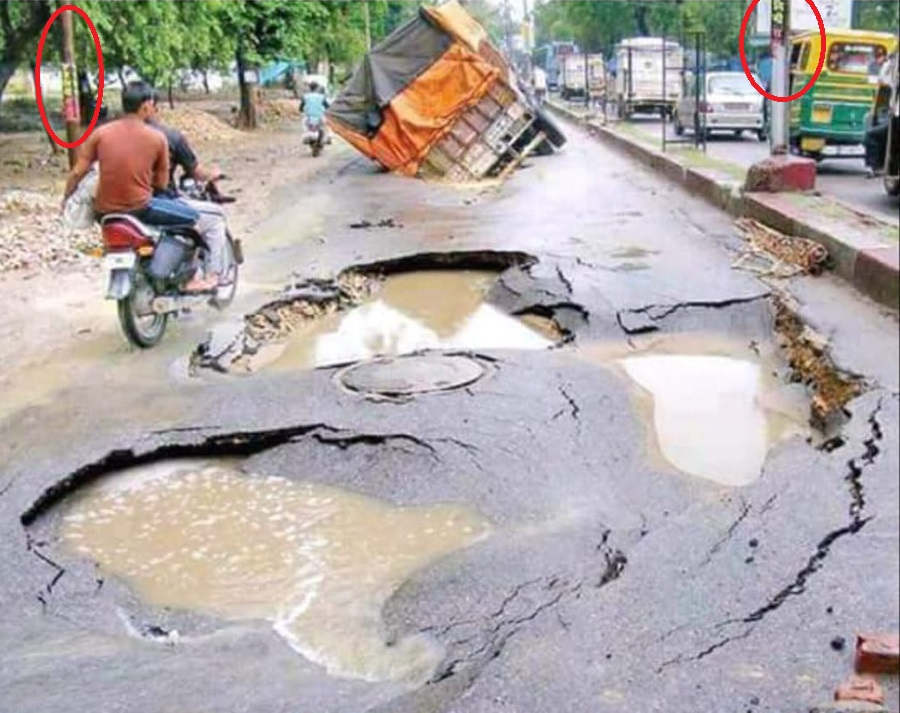 This photo shows a damaged road in India -- not Pakistan | Fact Check