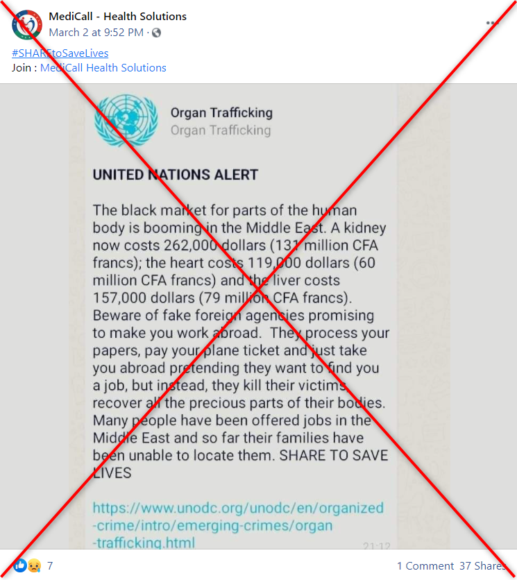 The United Nations denies issuing an organ trafficking alert for the ...