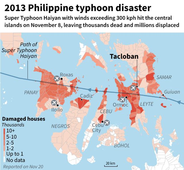 This video shows Typhoon Haiyan battering a city in central Philippines ...