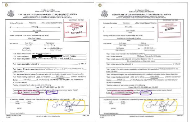 This ‘Citizenship Renunciation Certificate’ is forged – it has been ...