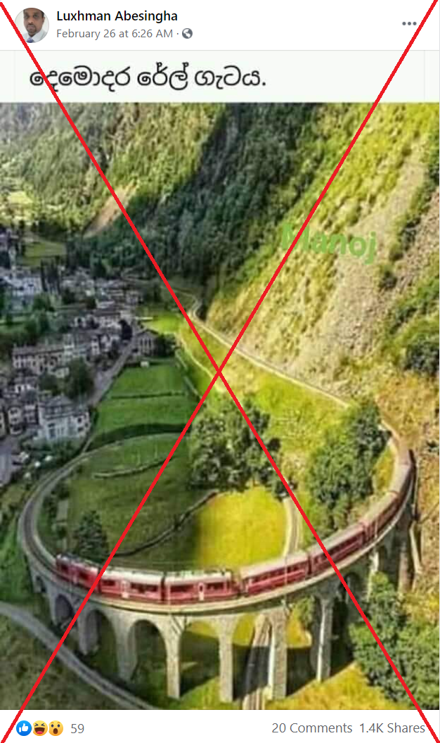 This photo shows the unique loop formation of the Brusio spiral viaduct ...