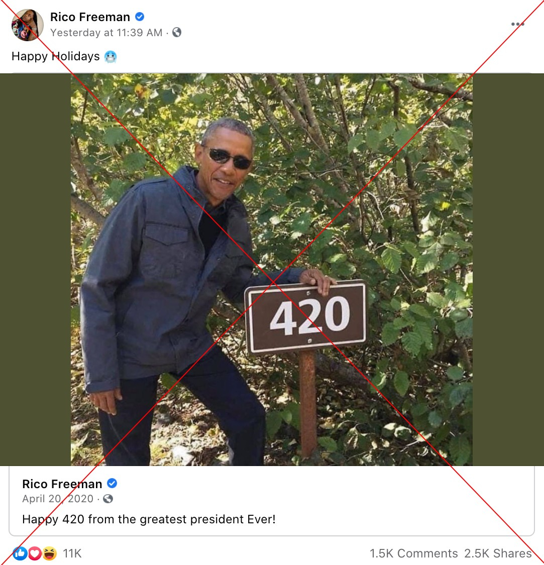 Altered image shows Obama posing with pro-cannabis sign | Fact Check