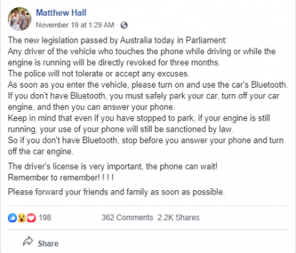 It’s illegal to freely use your phone while driving in Australia, but ...