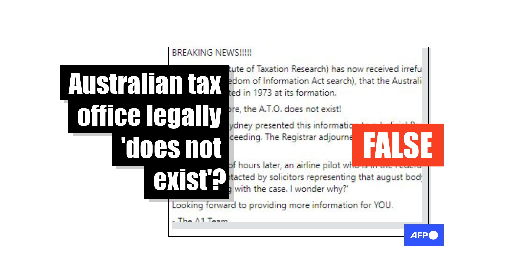 False posts questioning Australian tax body's authority spew legal 'nonsense': court | Fact Check