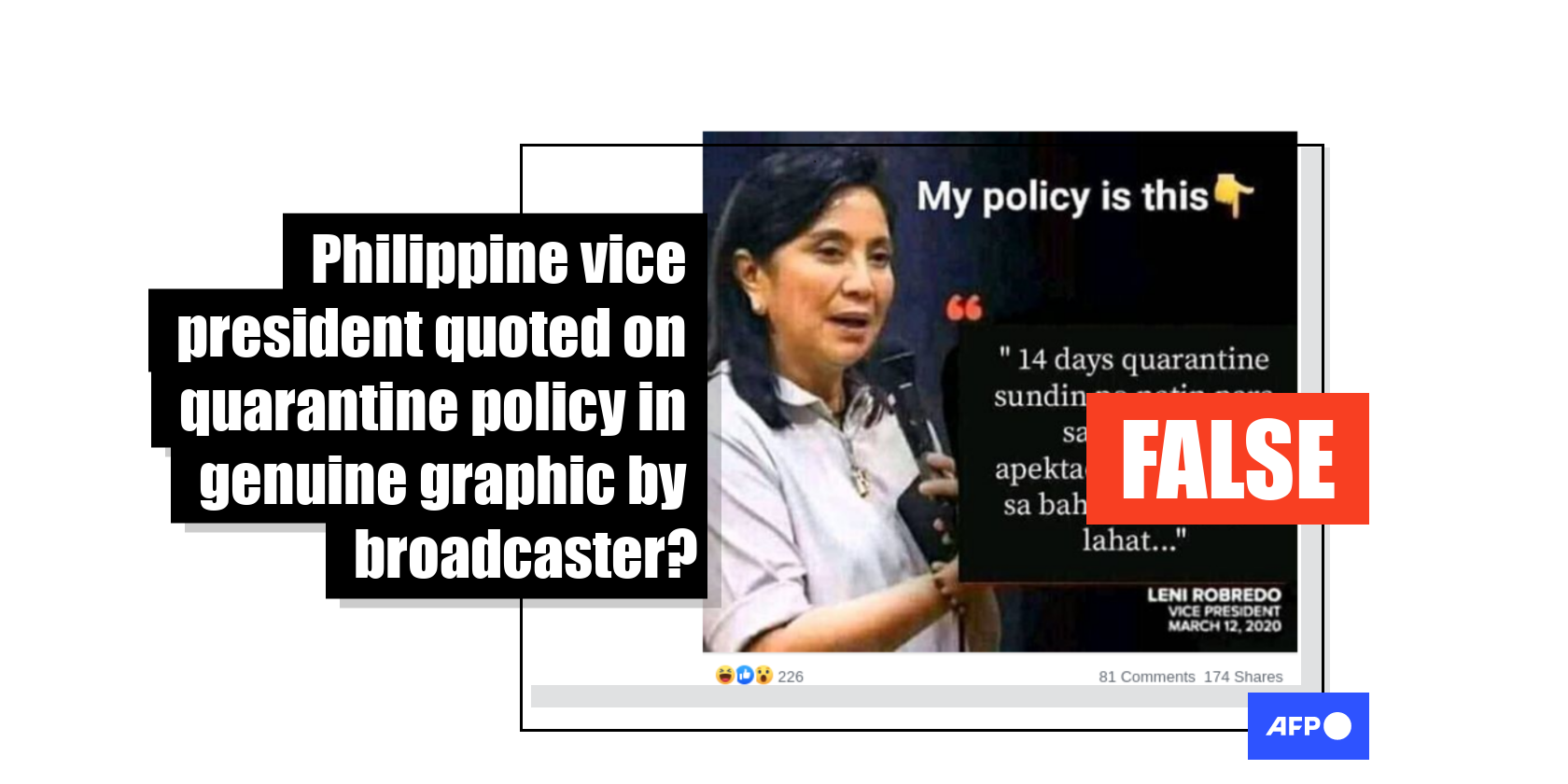 This graphic has been doctored to include a fabricated quote from Leni ... This graphic has been doctored to include a fabricated quote from Leni ...