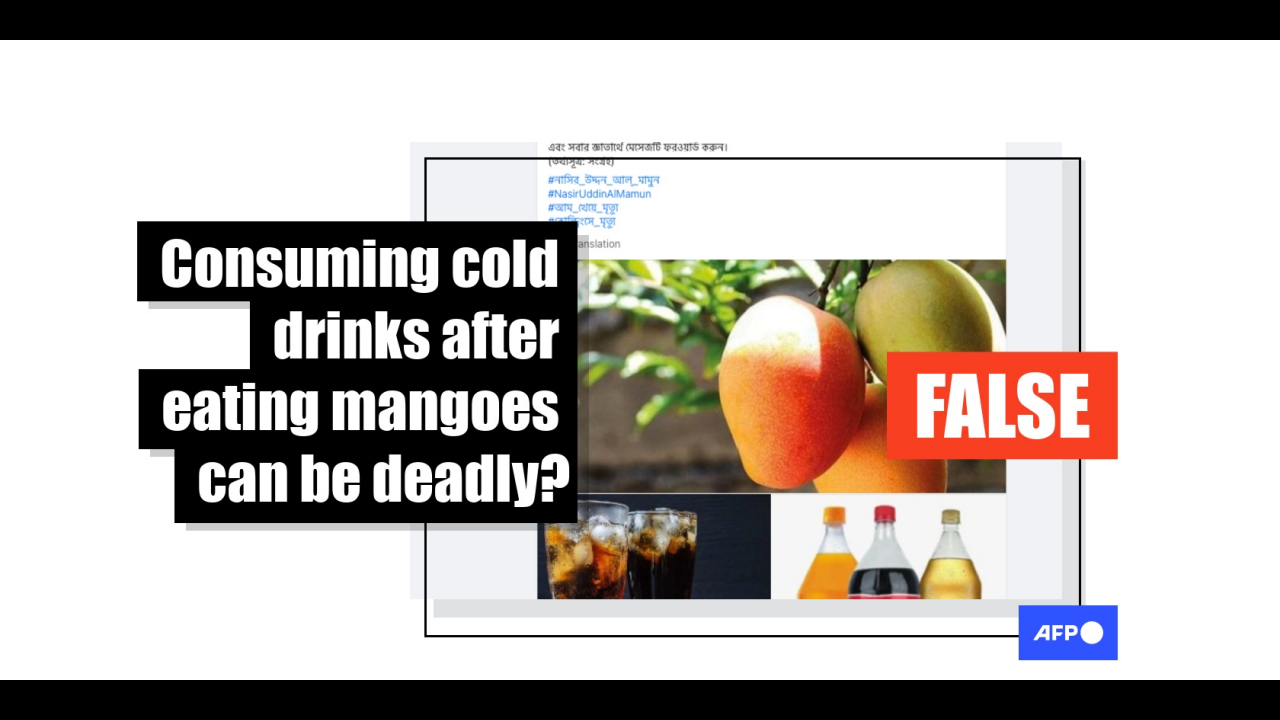 Consuming cold drinks after eating mangoes does not 'cause death ...
