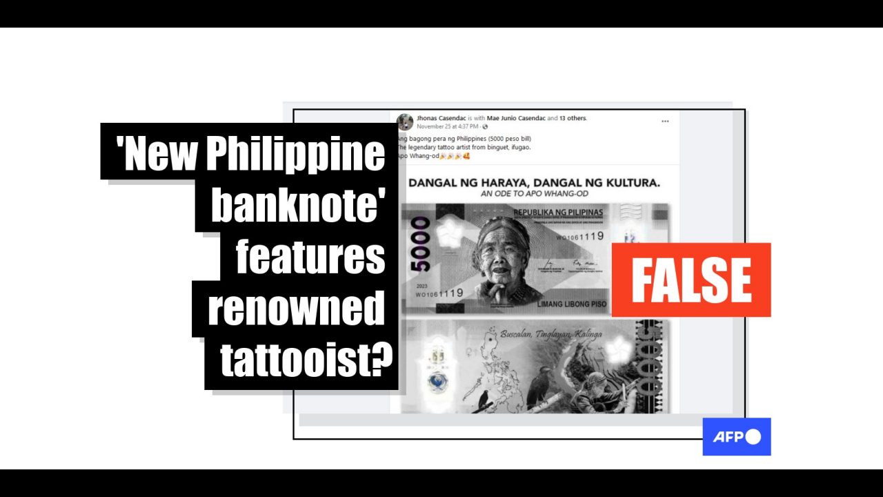 No new Philippine banknote featuring traditional tattoo artist: central ...