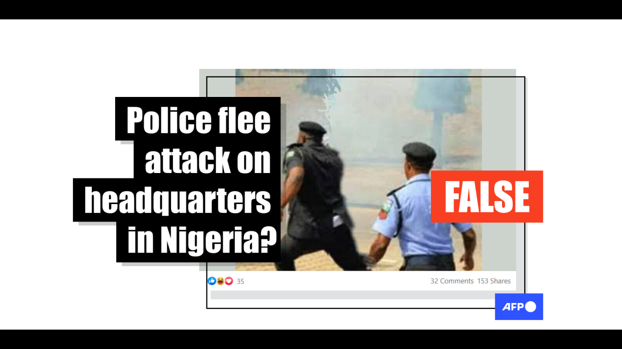 This digitally-altered image does not show police fleeing attack in southeast Nigeria | Fact Check